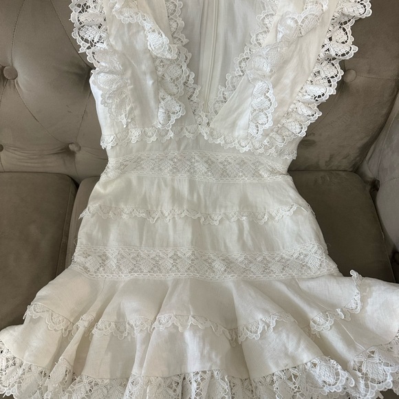 Zimmermann | Dresses | Zimmermann White Lace Midi Dress | Poshmark